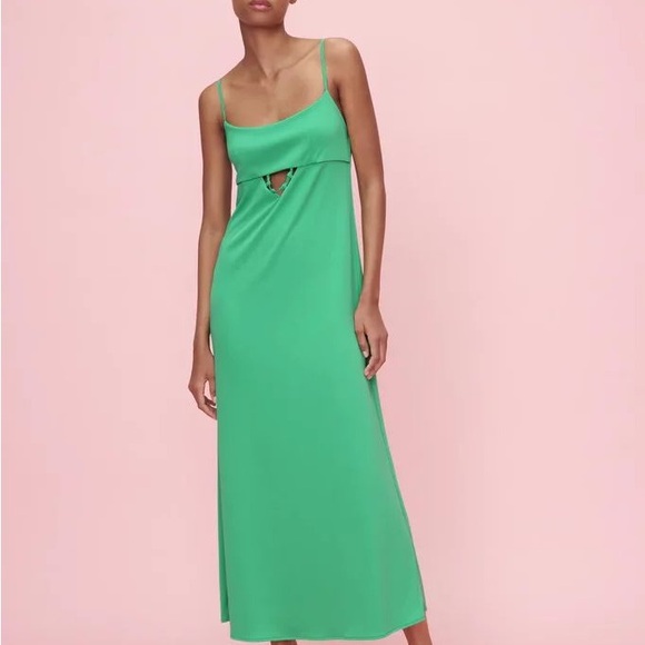 Zara | Dresses | Zara Green Maxi Dress | Poshmark